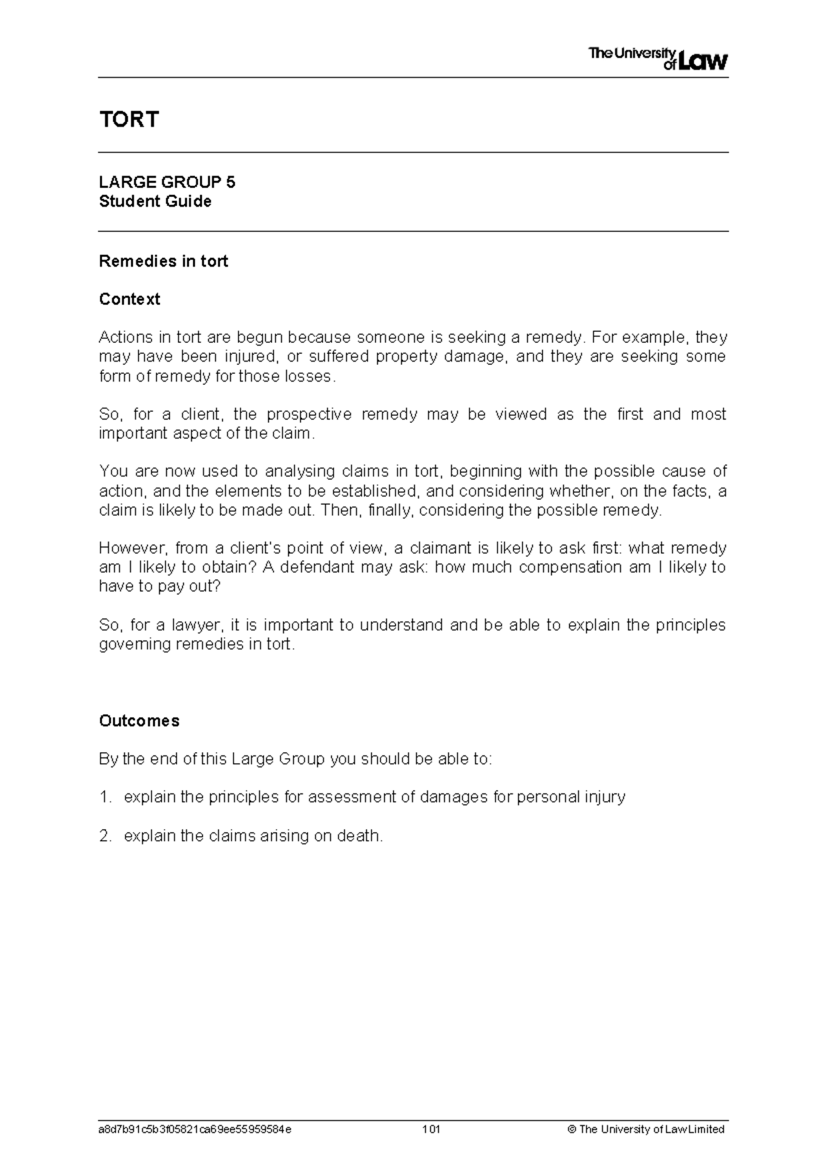 2324 Tort Lg05 Ce01 Student Guide Tort Large Group 5 Student Guide