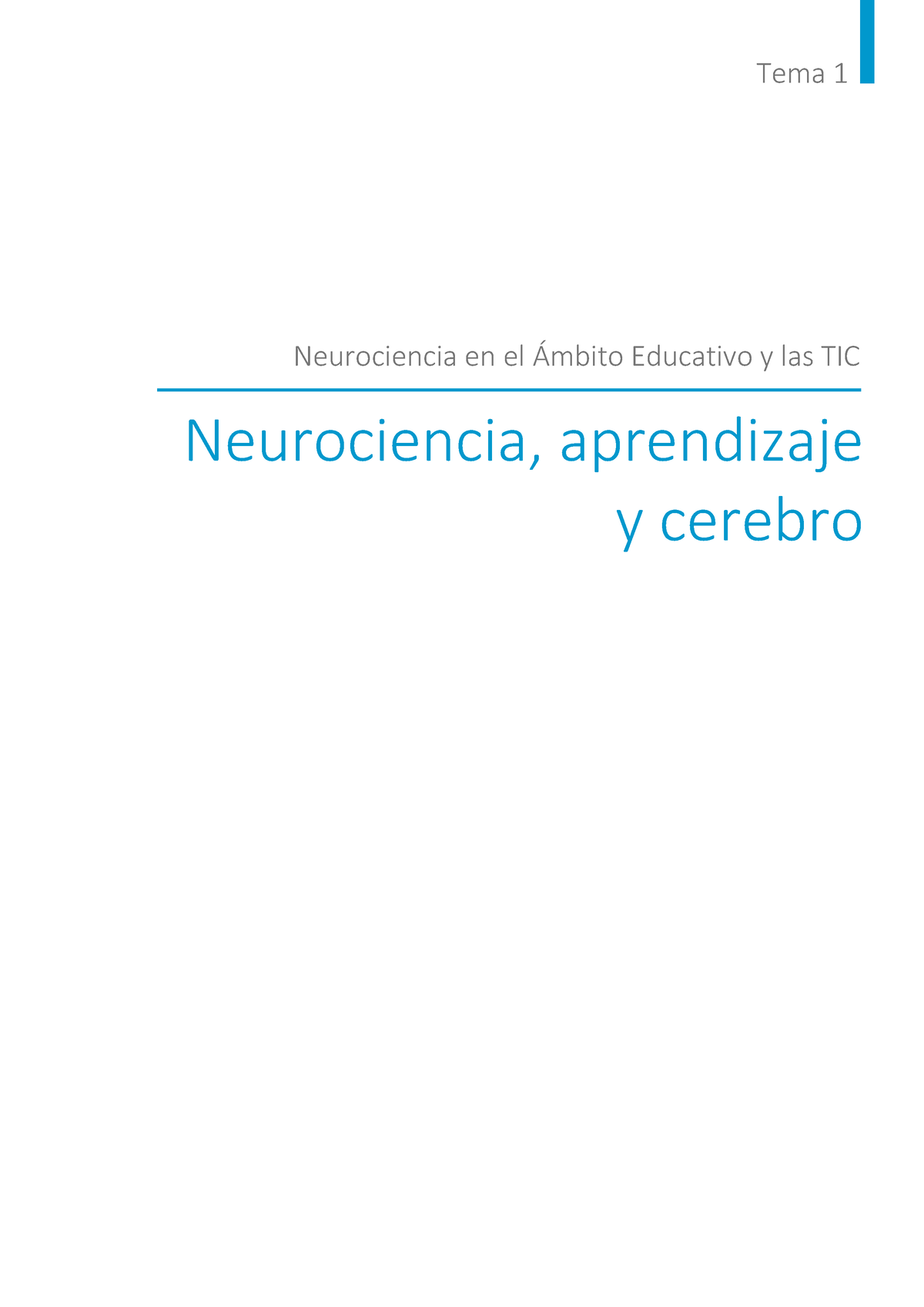 Tema1 Tema 1 Tema 1 Neurociencia Aprendizaje Y Cerebro