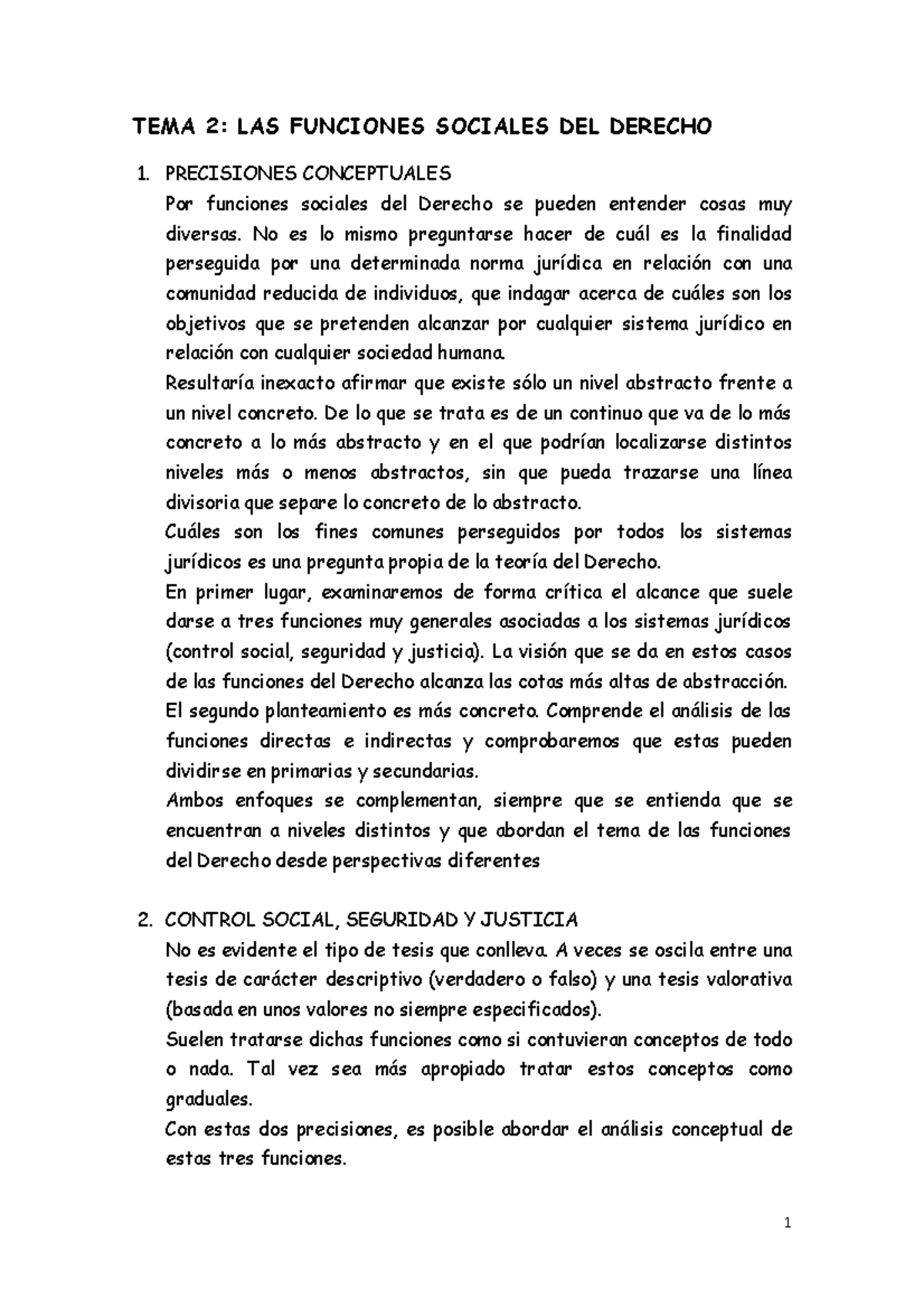 Tema 2 Apunts 2 Tema 2 Las Funciones Sociales Del Derecho 1