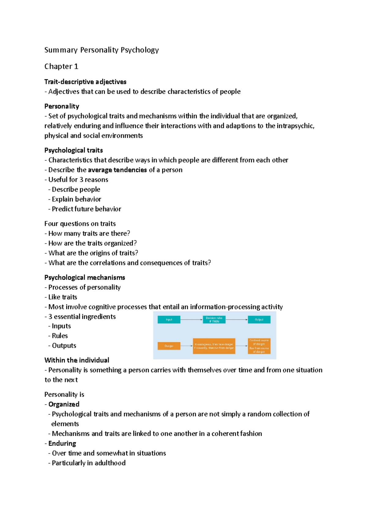 Summary Personality Psychology Summary Personality Psychology Chapter