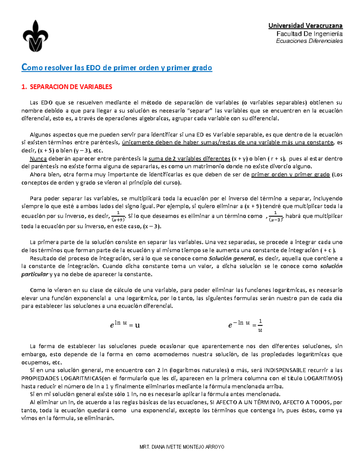 Como Resolver Las Edo De Primer Orden Y Primer Grado Separacion De