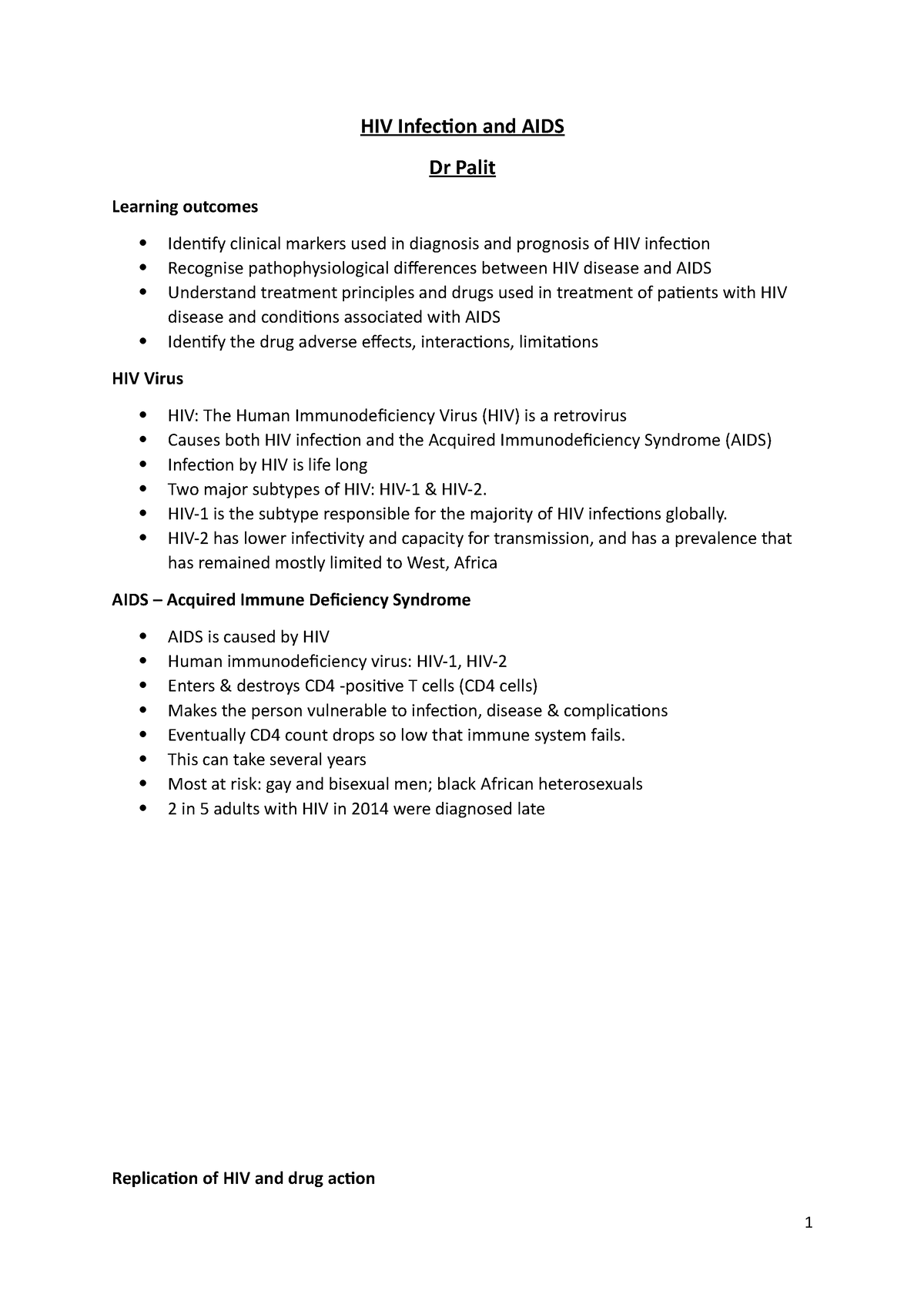 Hiv Infection And Aids Notes On Hiv And Aids Hiv Infection And Aids