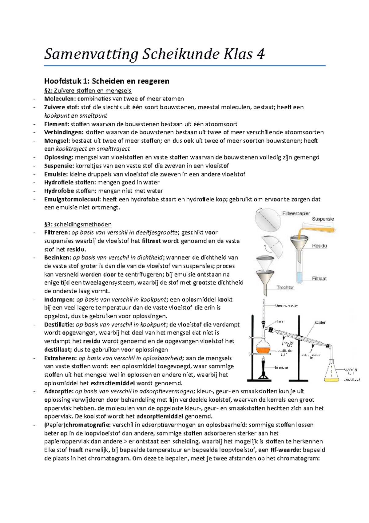 Scheikunde Klas 4 Samenvatting Van Het Gehele Boek Chemie Overal