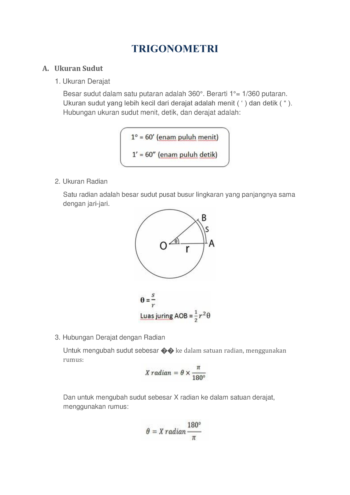 Trigonometri Part 1 Ukuran Sudut Matematika Smasmk Yo
