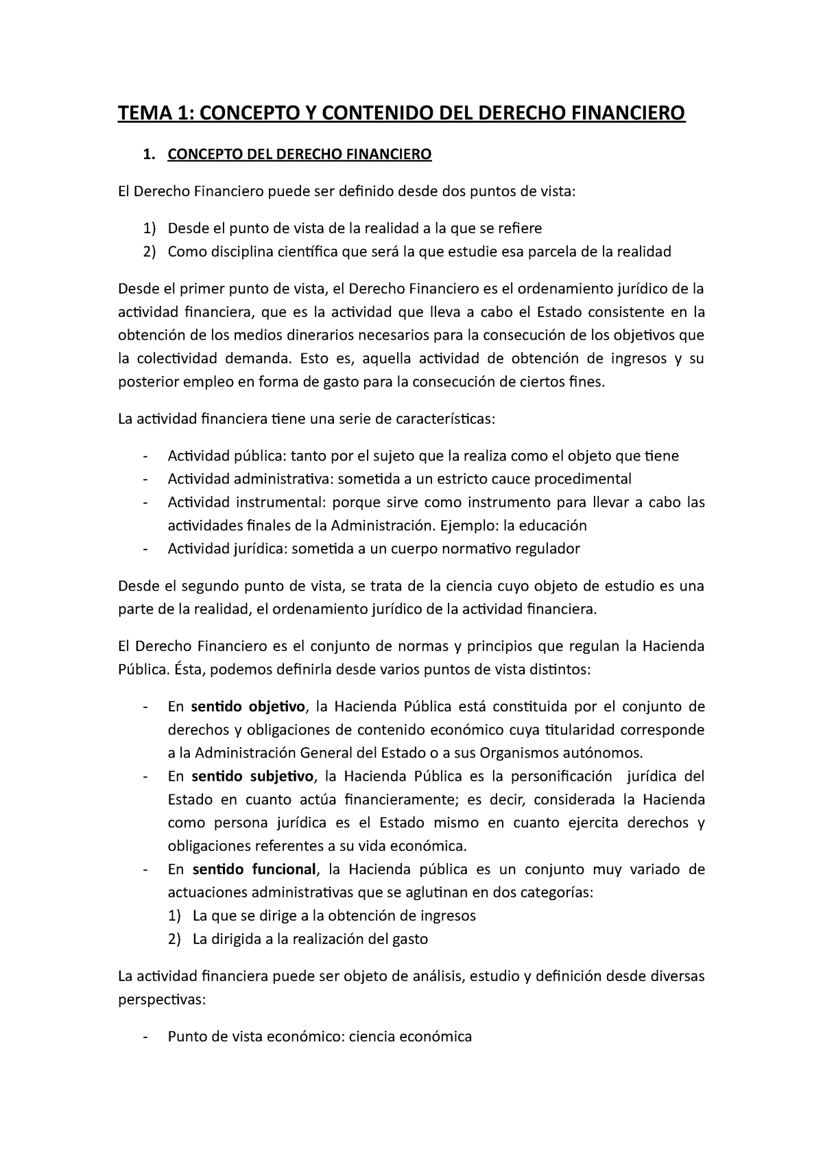 Tema 1 Financiero Tema 1 Tema 1 Concepto Y Contenido Del Derecho