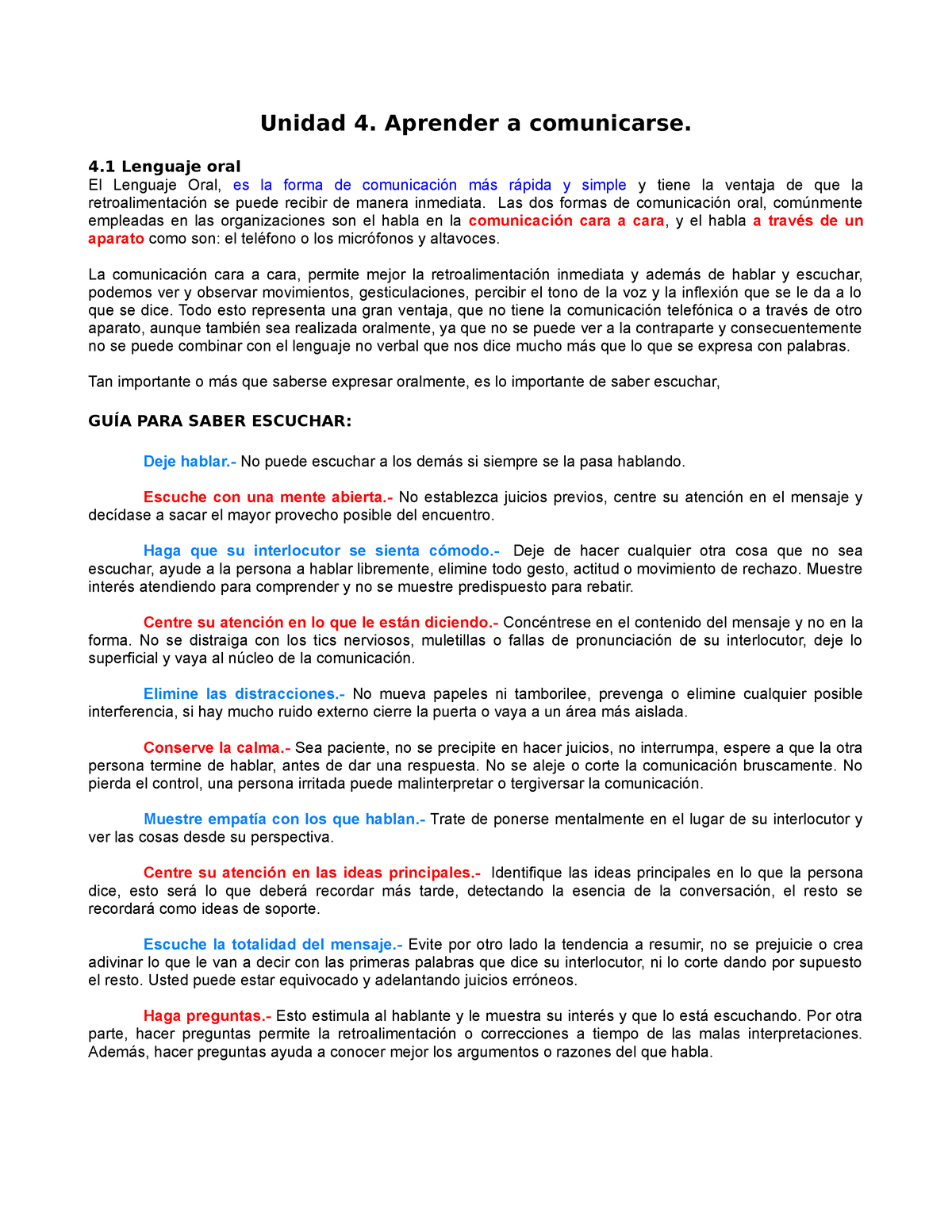 Unidad 4 Aprender A Comunicarse Unidad 4 Aprender A Comunicarse 4