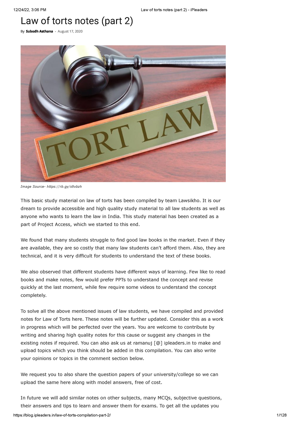 Law Of Torts Notes Part 2 I Pleaders Law Of Torts Notes Part 2