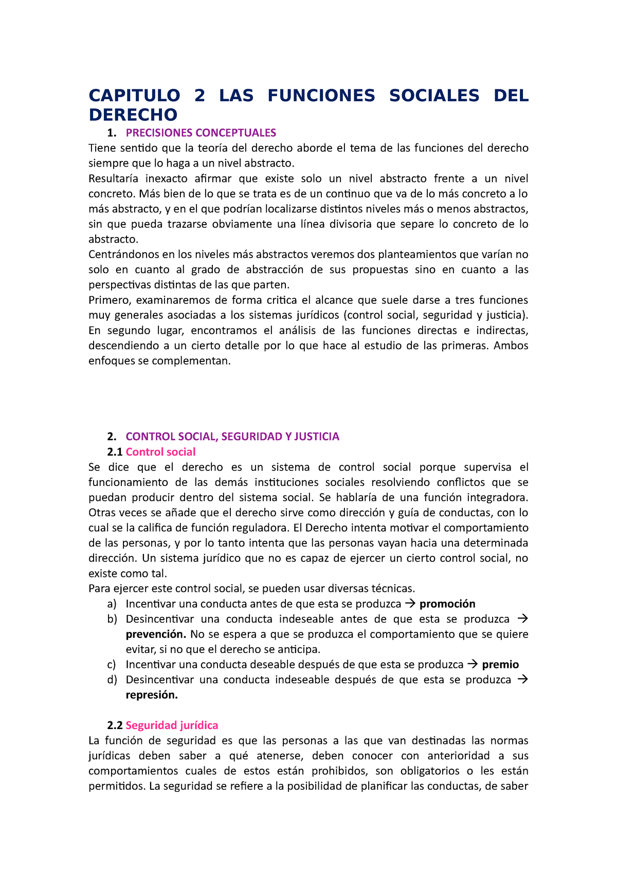 Capitulo 2 Las Funciones Sociales Del Derecho Capitulo 2 Las