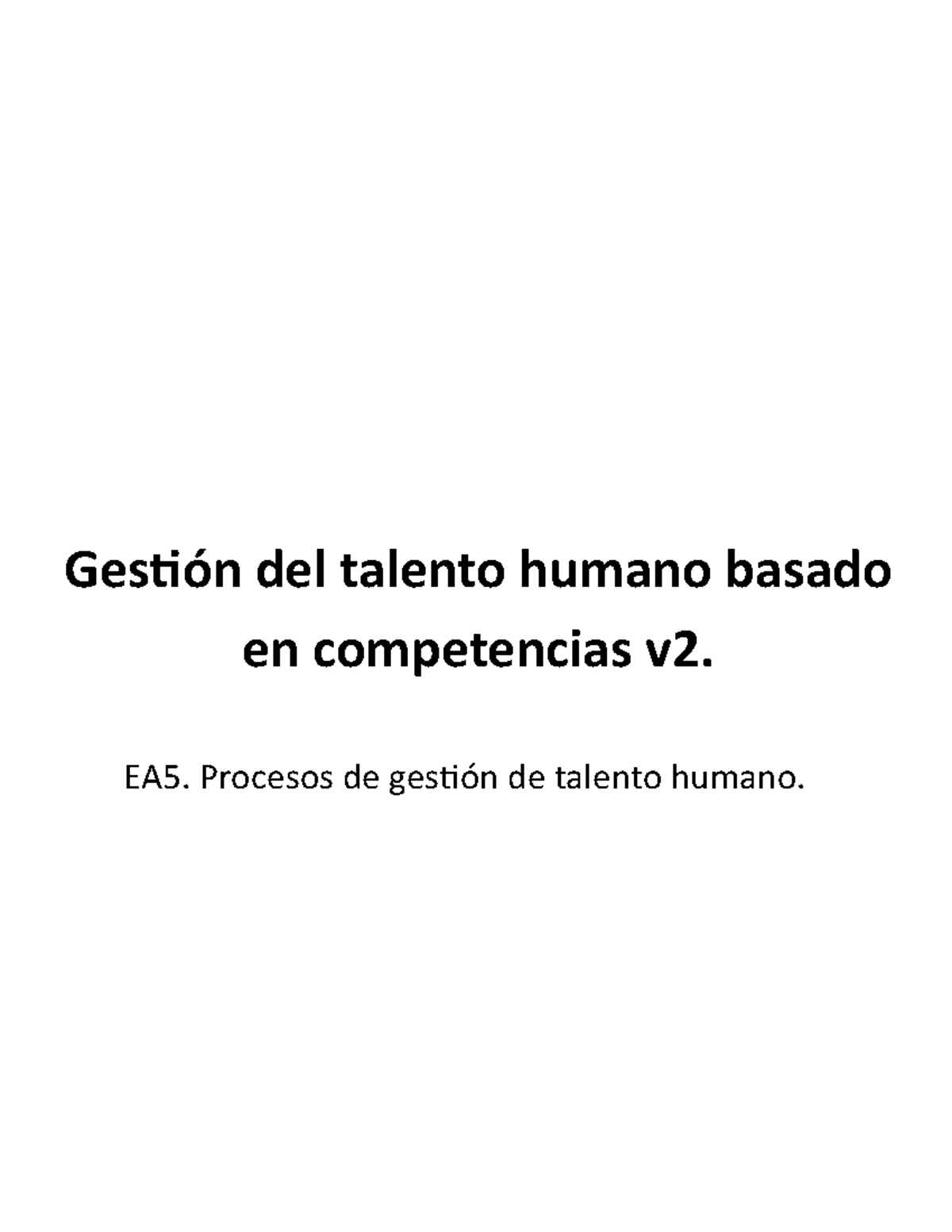 Ea5 Procesos De Gestión De Talento Humano Ea5 Procesos De Gestión