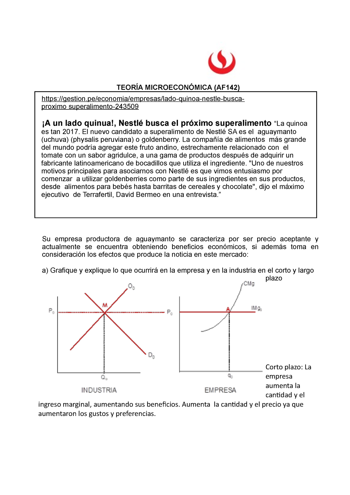 Caso 10 Quinoa Caso De Micro TeorÍa MicroeconÓmica Af142 Studocu