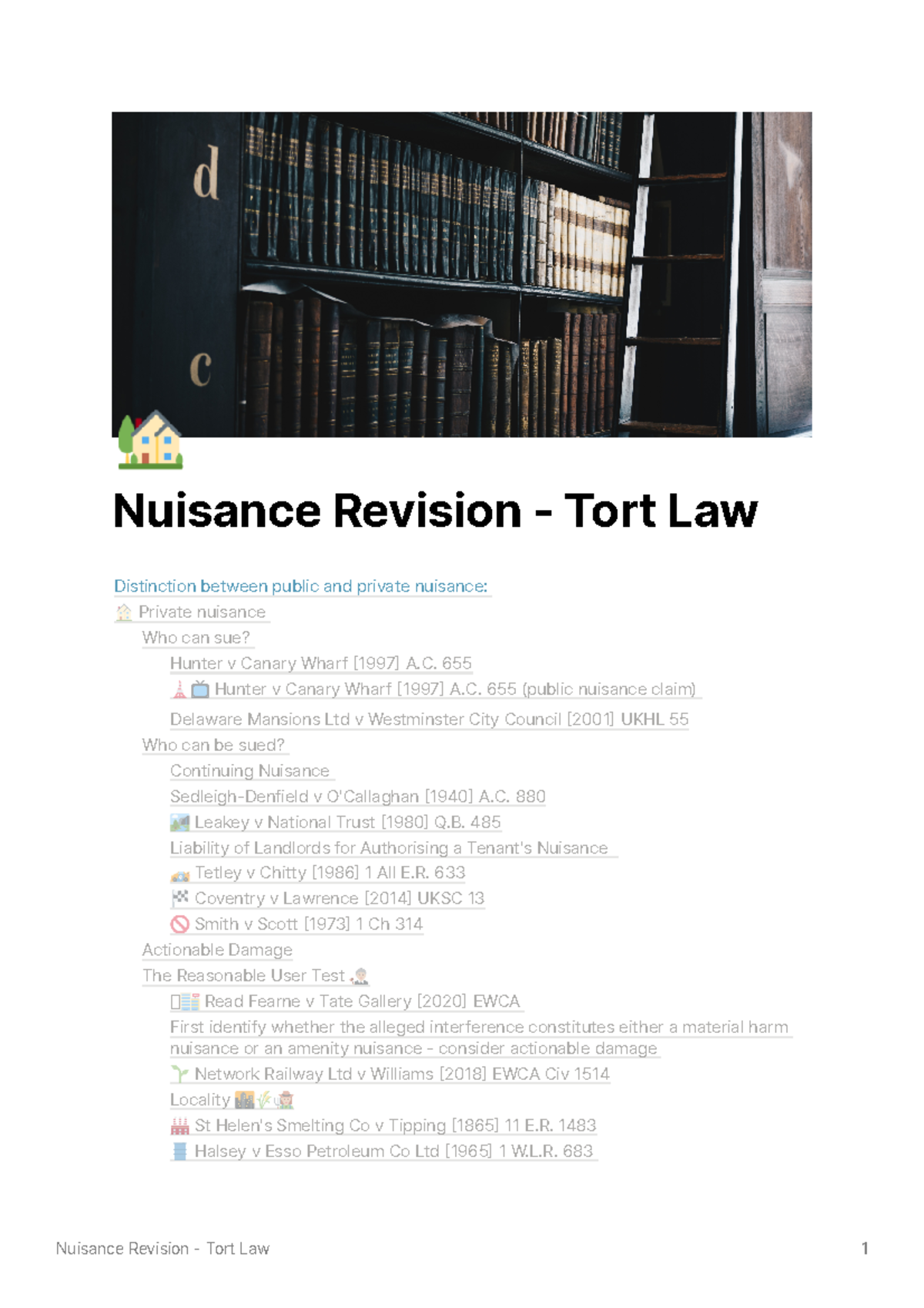 Nuisance Revision Tort Law ԍԋԋ 򏀀񎠀 Hunter V Canary Wharf ԽԆԐԐԎԾ A