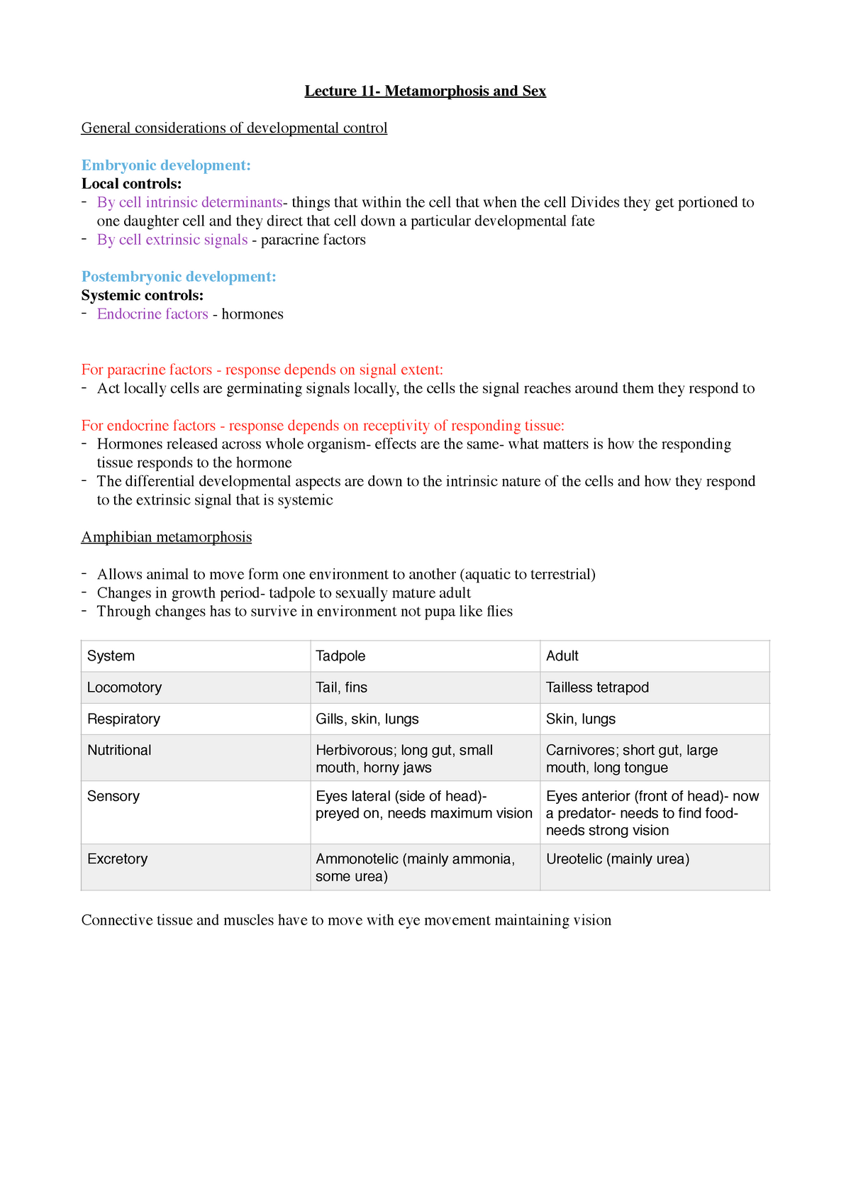 Lecture 11 Notes Pdf Metamorphosis And Sex Lecture 11 Metamorphosis