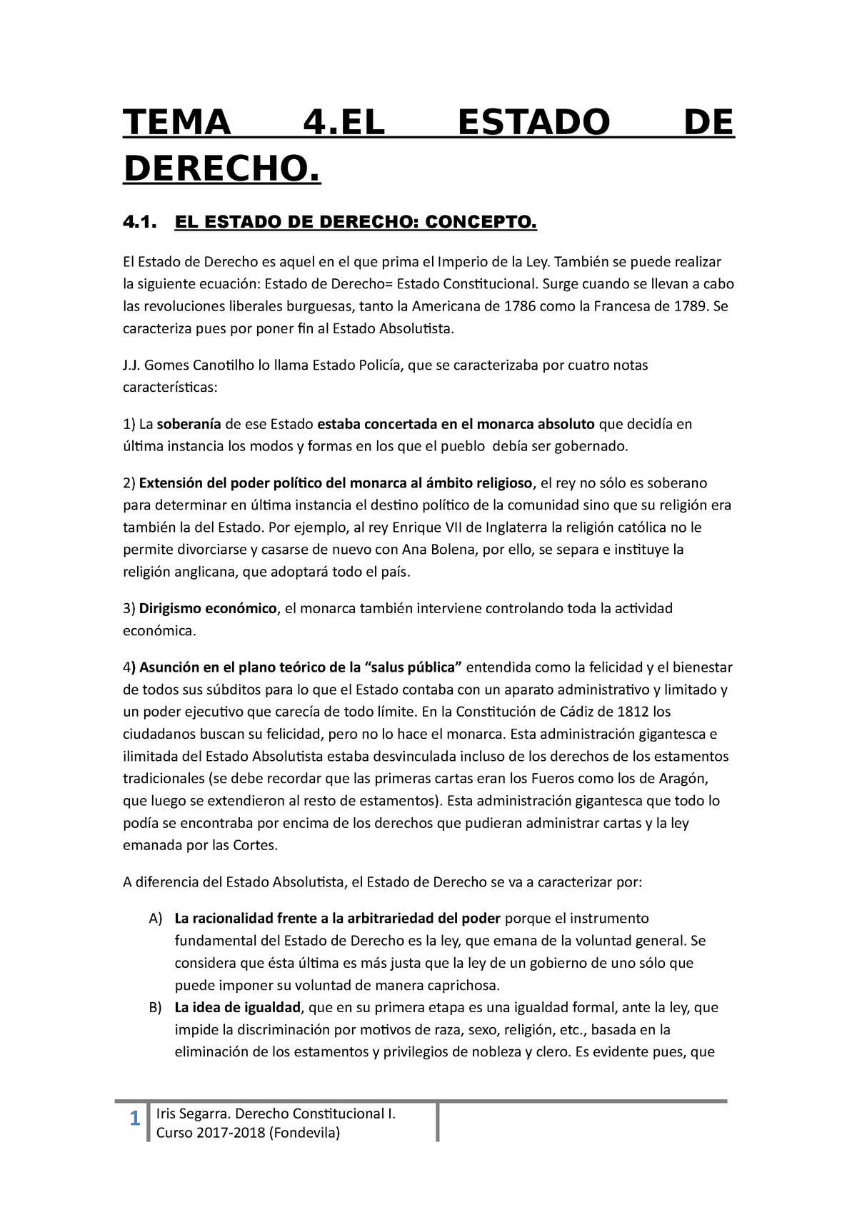 Tema 4 El Estado De Derecho Tema 4 Estado De Derecho 4 El Estado