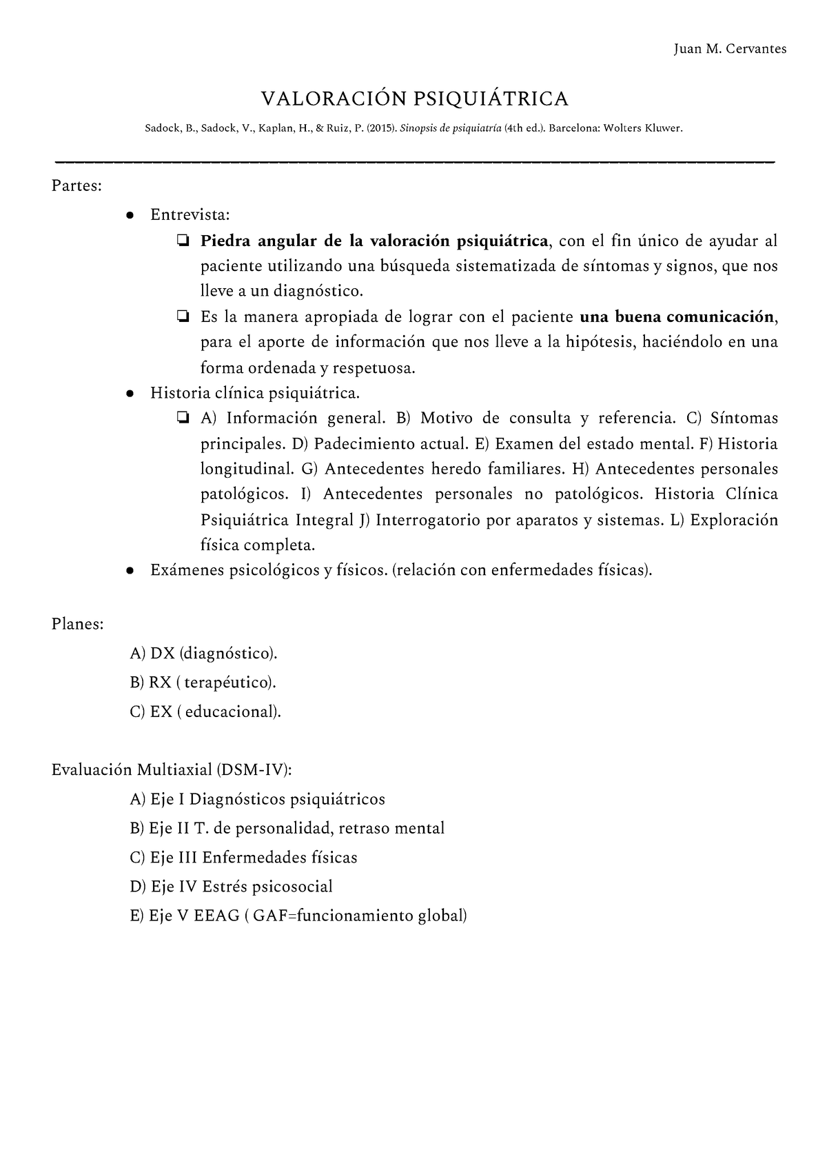 Manual Psiquiatria Juan M Cervantes ValoraciÓn PsiquiÁtrica Sadock