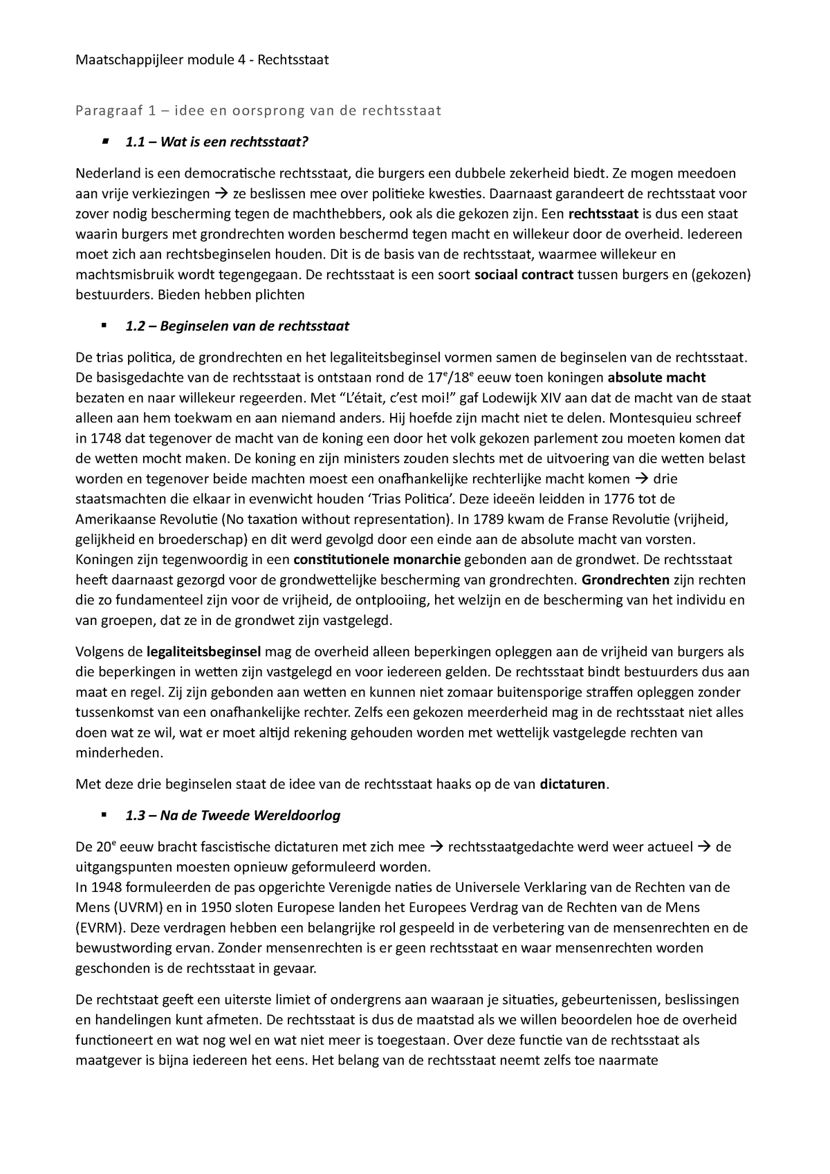 Maatschappijleer Rechtsstaat Paragraaf 1 Idee En Oorsprong Van De