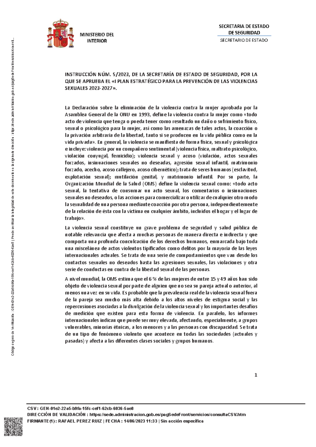 I Plan Estratégico Para La Prevención De Las Violencias Sexuales 2023