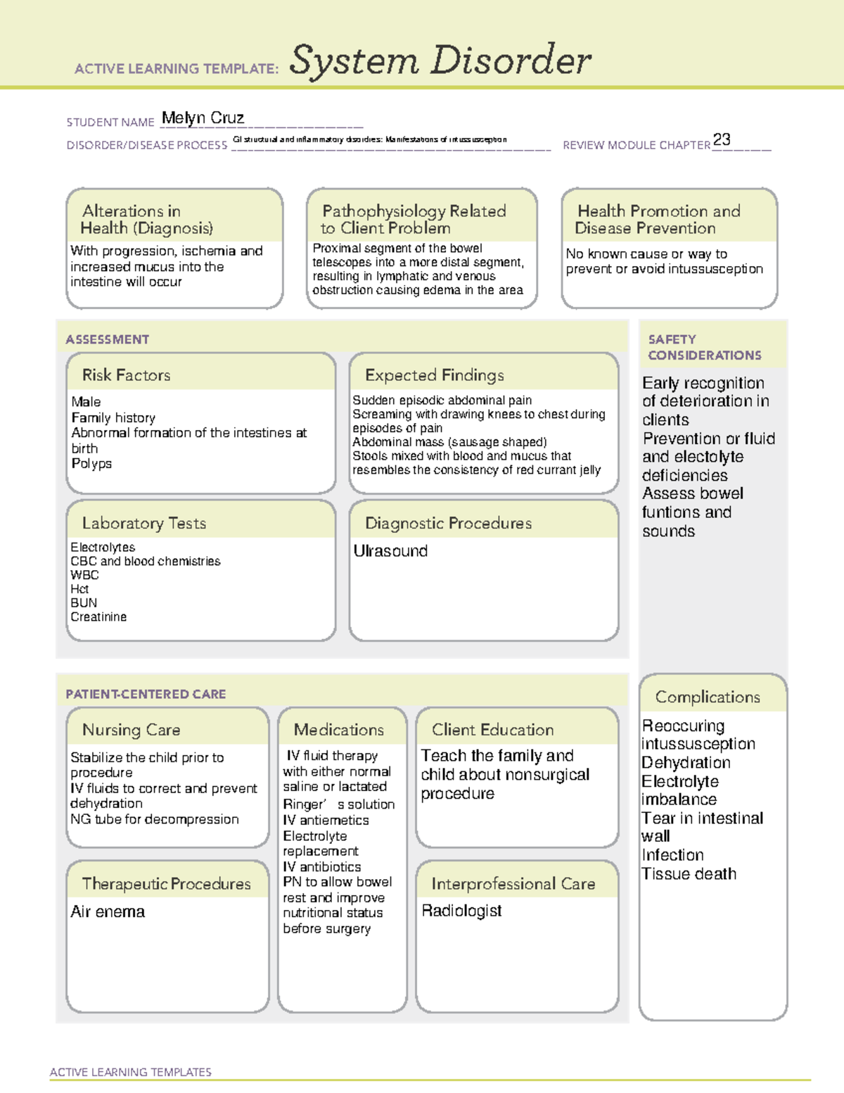 Ati Active Learning Template System Disorder Prntbl