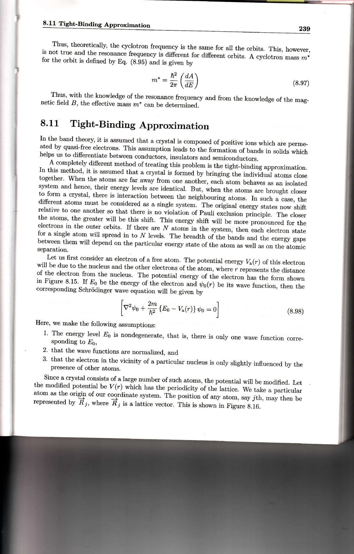 Tight Binding Model Solid State Physics 1 1 Tight Binding