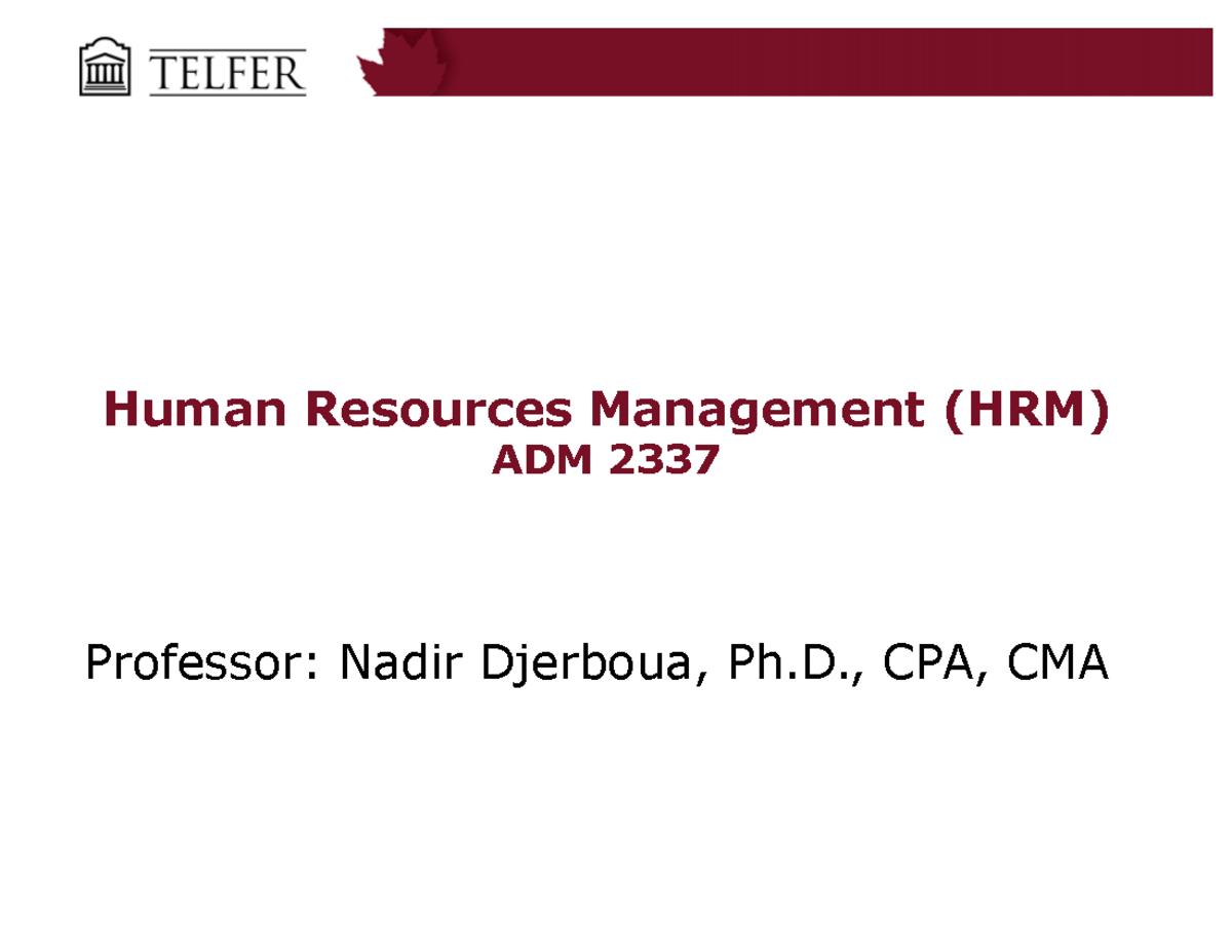 Hr Ppts Merged Lecture Notes 1 12 Human Resources Management Hrm