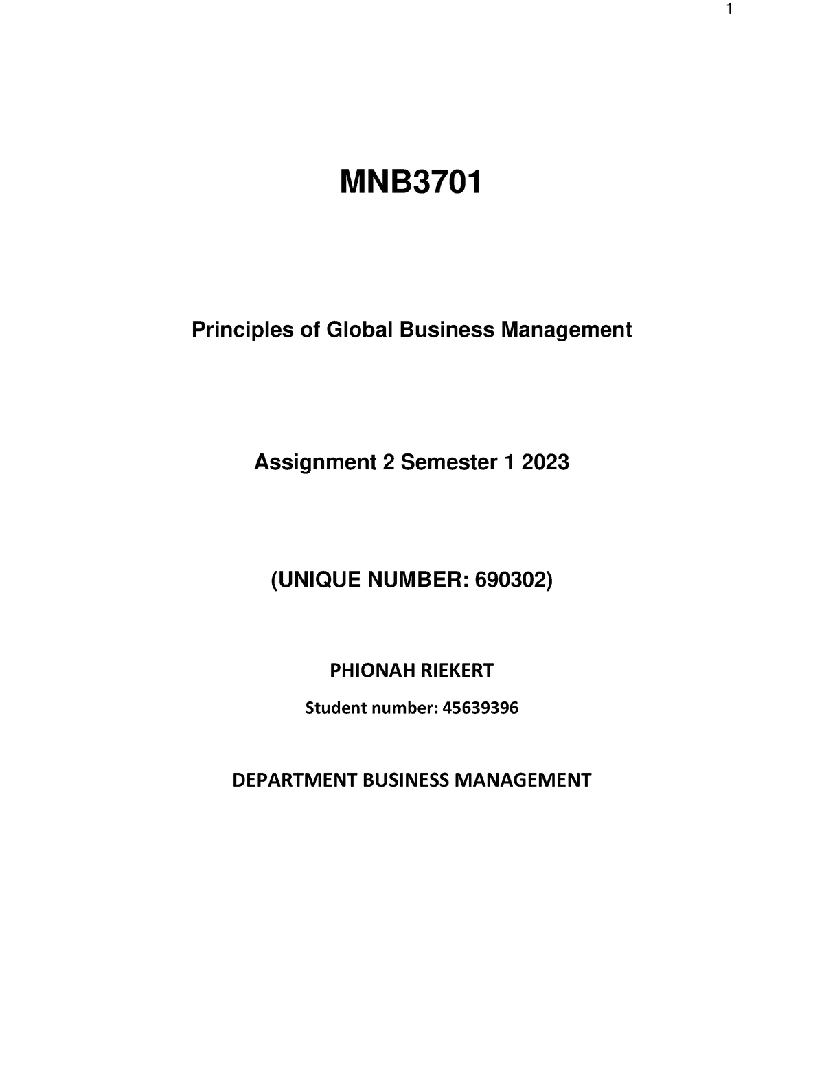 Mnb3701 Assessment Semester 1 2023 Mnb Principles Of Global Business