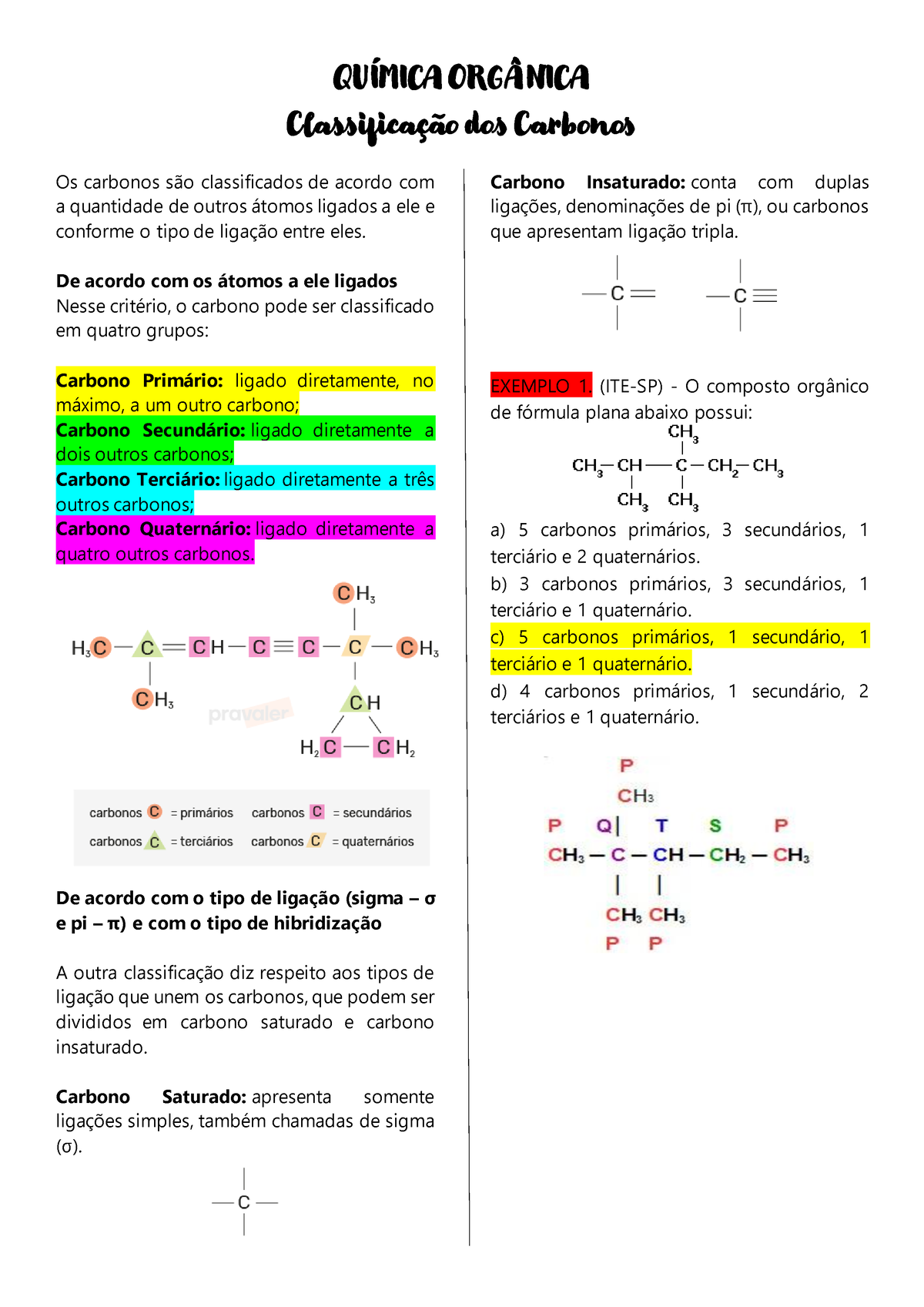 Classificação Dos Carbonos 3s QuÍmica OrgÂnica Classificação Dos