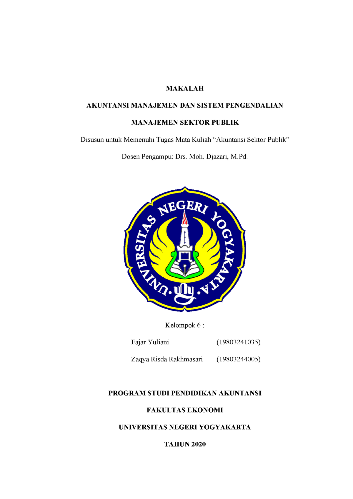 Makalah Akuntansi Sektor Publik Makalah Akuntansi Manajemen Dan