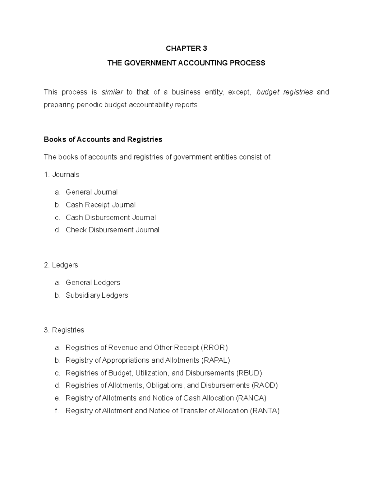 Chapter 03 The Government Accounting Process Chapter 3 The Government