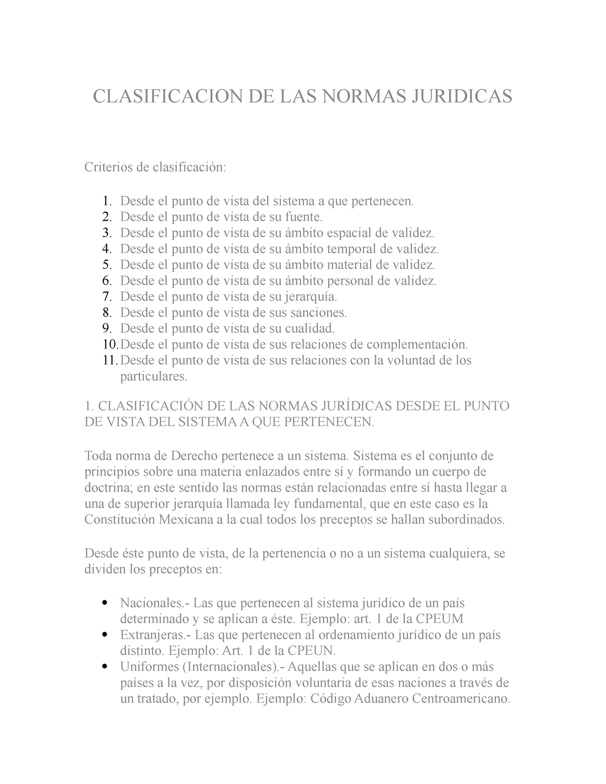 Clasificacion Normas Juridicas Clasificacion De Las Normas Juridicas