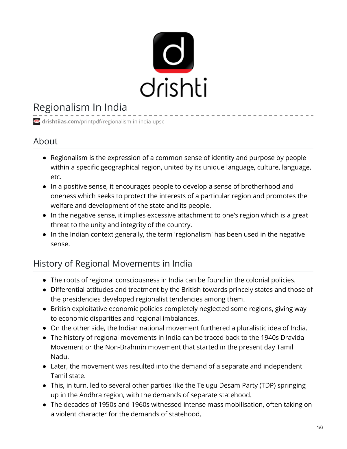 Regionalism In India Upsc Regionalism In India Drishtiias Printpdf