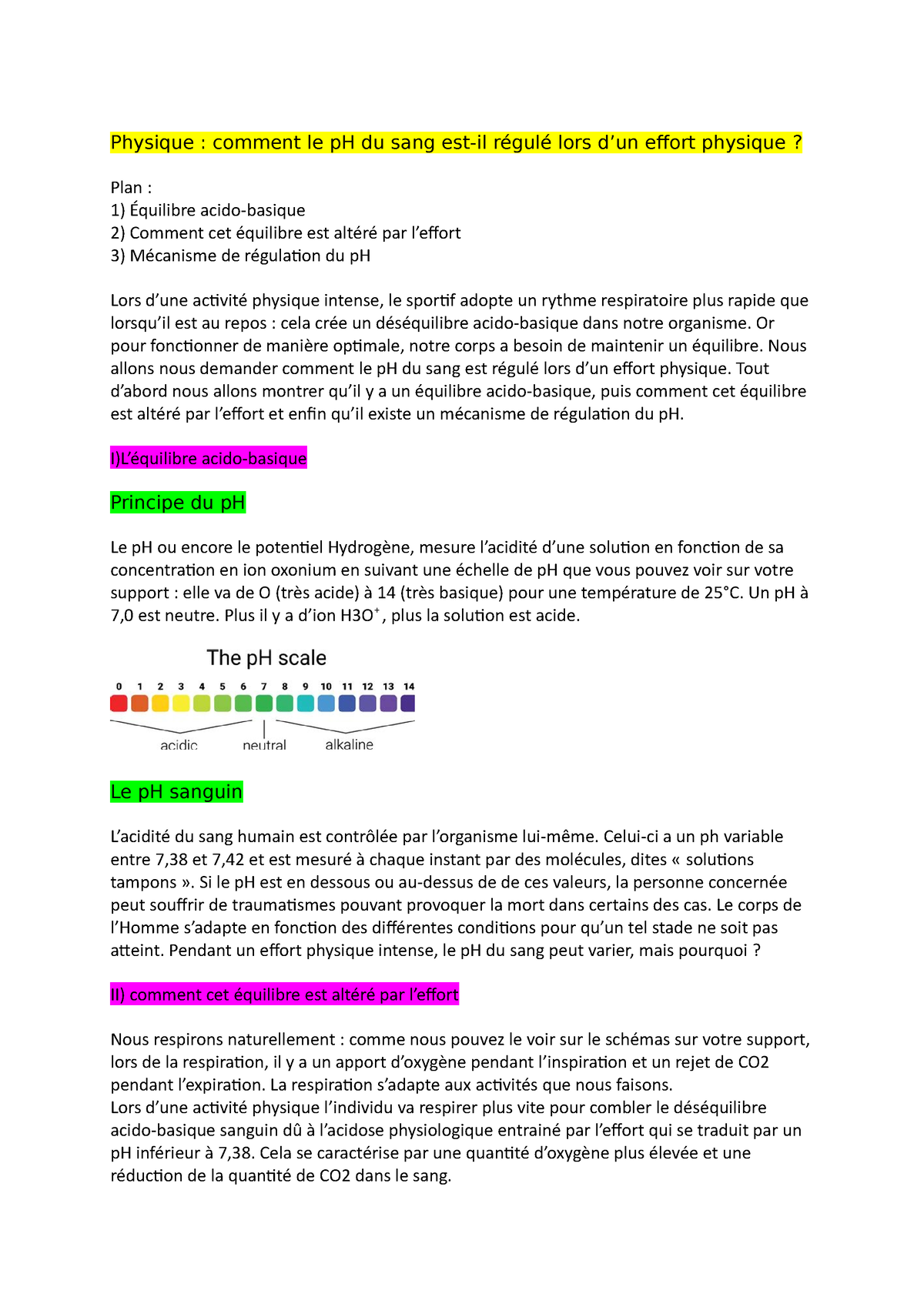 Grand Oral Physique P H Du Sang Physique Comment Le Ph Du Sang Est