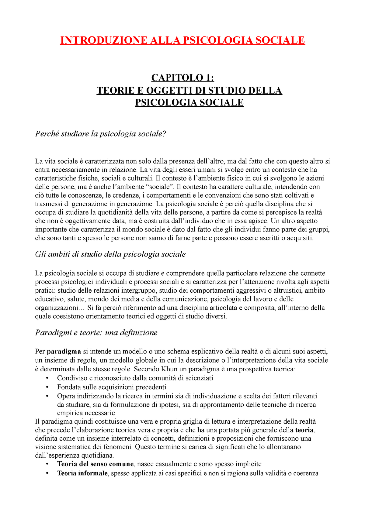 Riassunto Libro Introduzione Alla Psicologia Sociale Introduzione