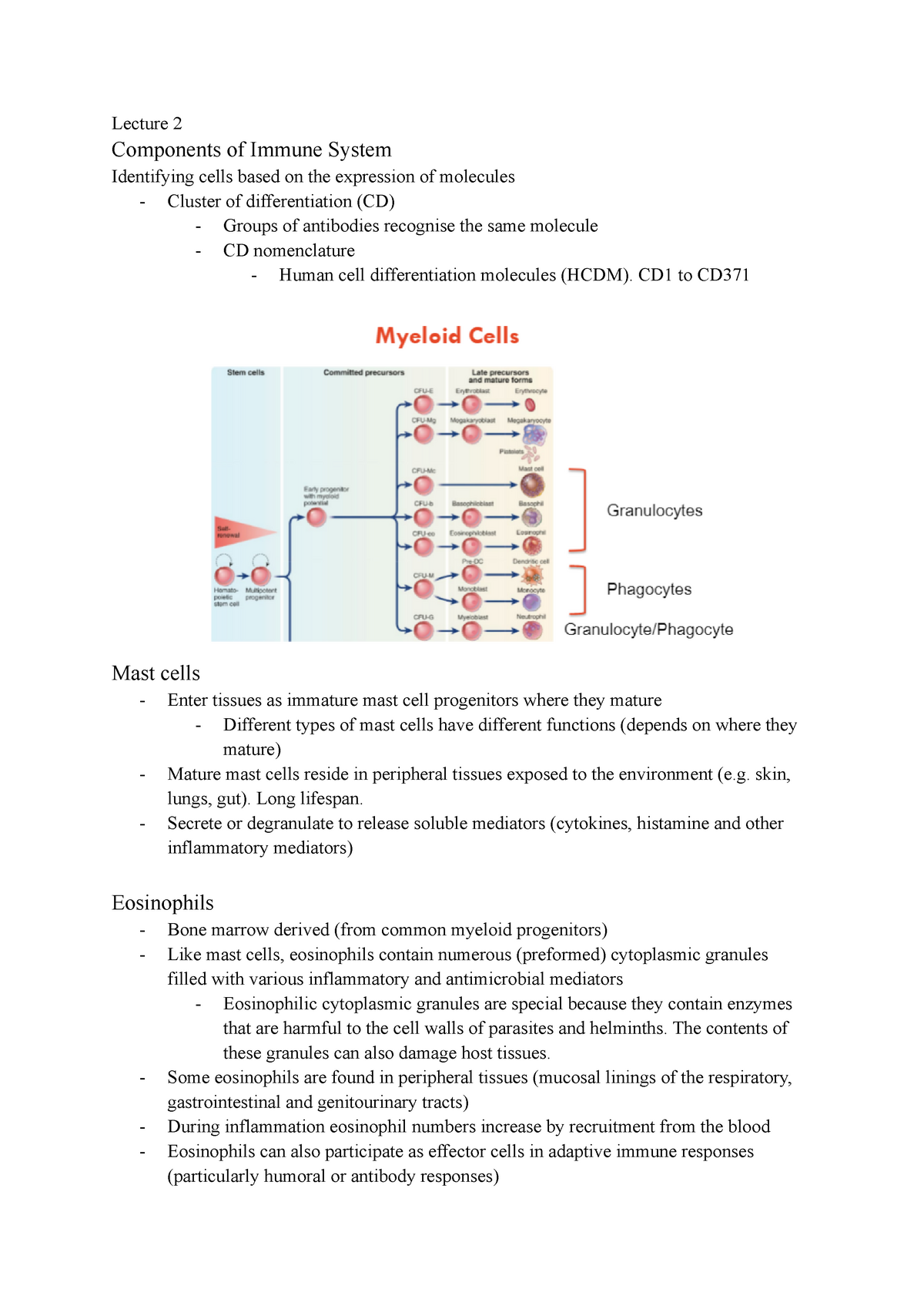 Immu2011 Lecture Notes Week 1 13 20202021 Lecture 2 Components Of