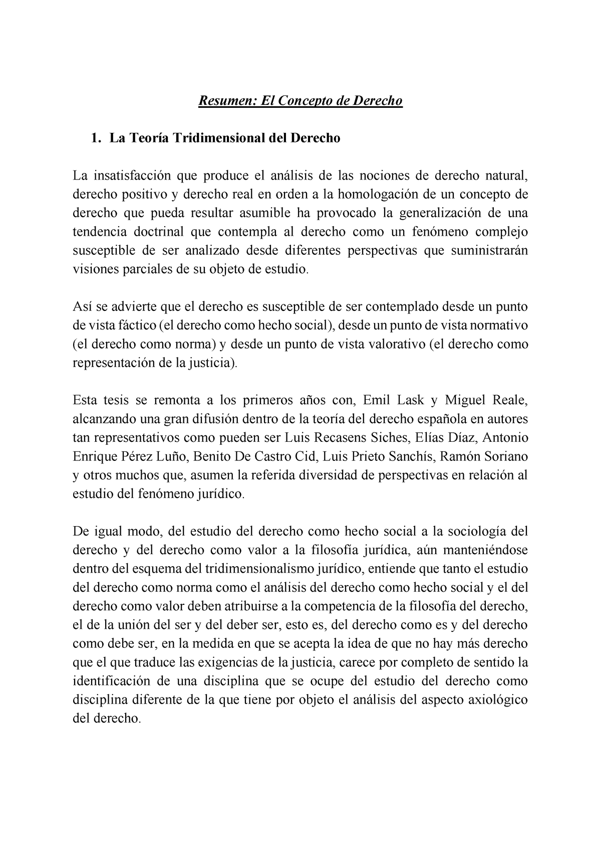 Resumen Tema 2 Teoría Del Derecho Resumen El Concepto De Derecho 1