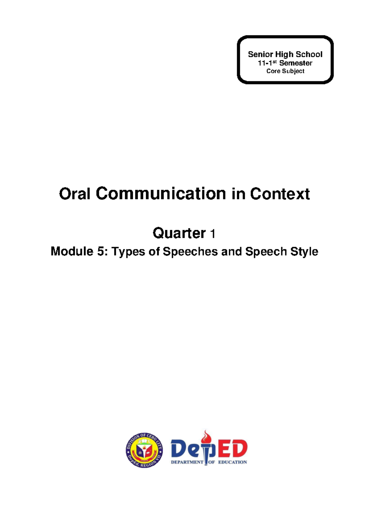 5 Q1 Oral Com Oral Communication Module 5 Quarter 1 Oral