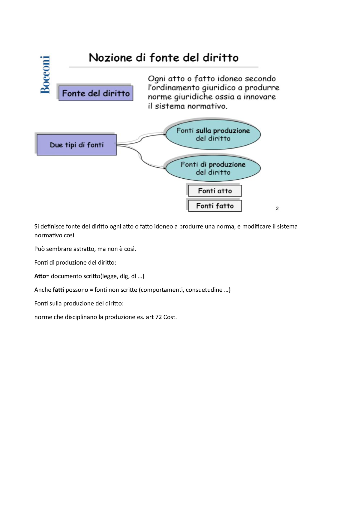 Lezione 1 Le Fonti Del Diritto Si Definisce Fonte Del Diritto Ogni