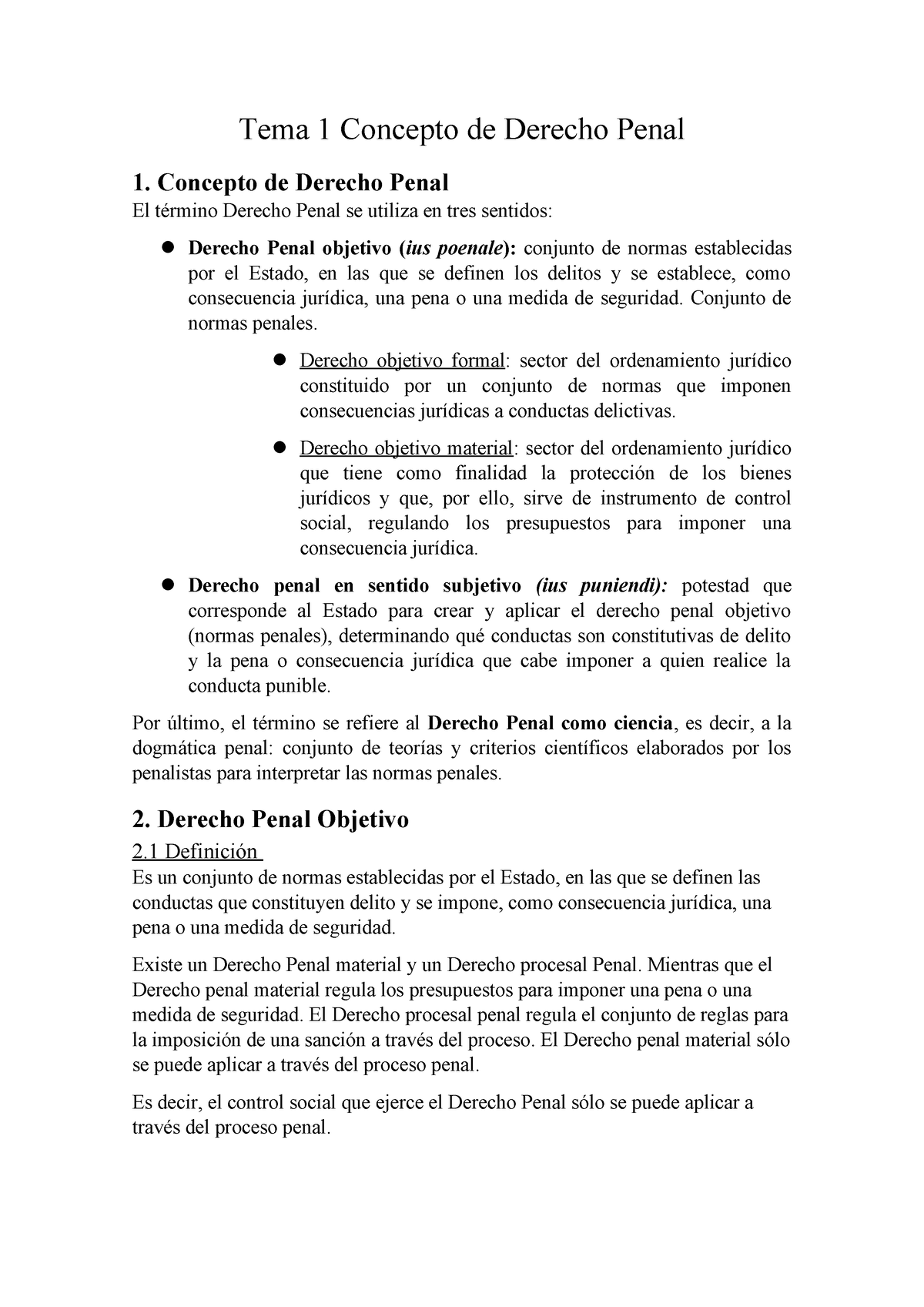 Tema 1 Concepto De Derecho Penal Tema 1 Concepto De Derecho Penal 1