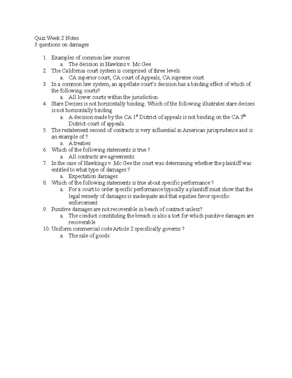 Quiz Week Quiz 2 Notes Week 2 Quiz Quiz Week 2 Notes 3 Questions On