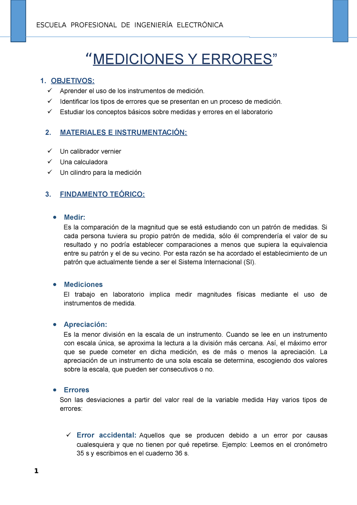 283128559 1er Informe De Fisica Mediciones Y Errores “mediciones Y