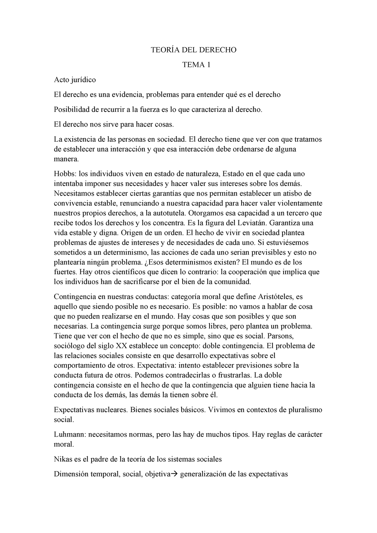 Teoría Del Derecho Tema 1 TeorÍa Del Derecho Tema 1 Acto Jurídico El