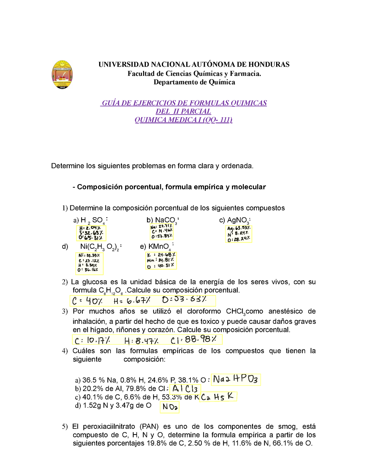 Guia De Ejercicios Y Casos Practicos Quimica Medica Ii Unah Studocu