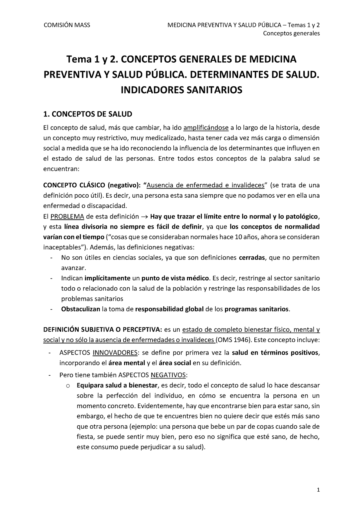 Tema 1 Y 2 Conceptos Generales De Medicina Preventiva Y Salud Pública