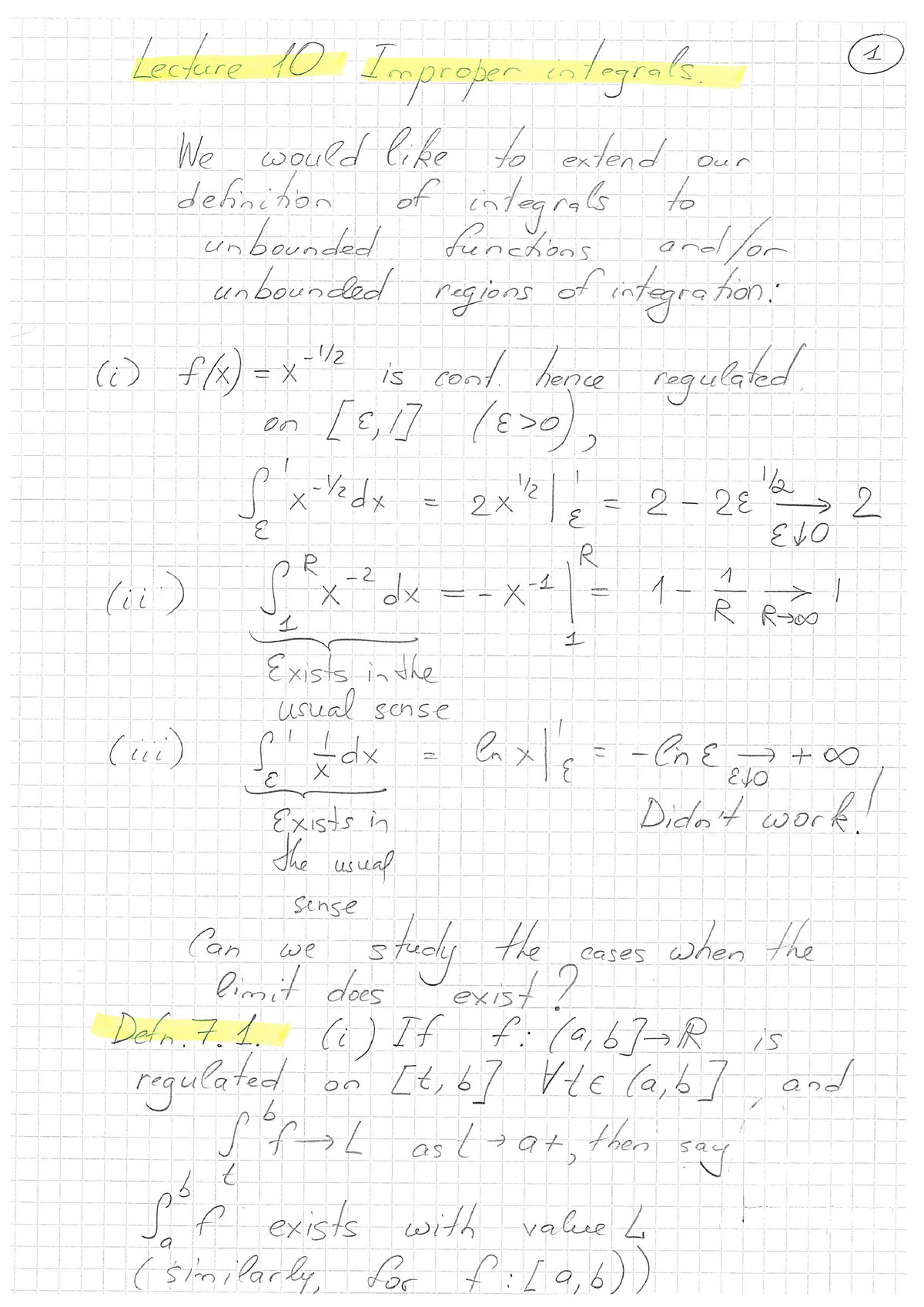 Ma244 2015 2016 Lecture 10 Improper Integrals Ma244 Warwick Studocu