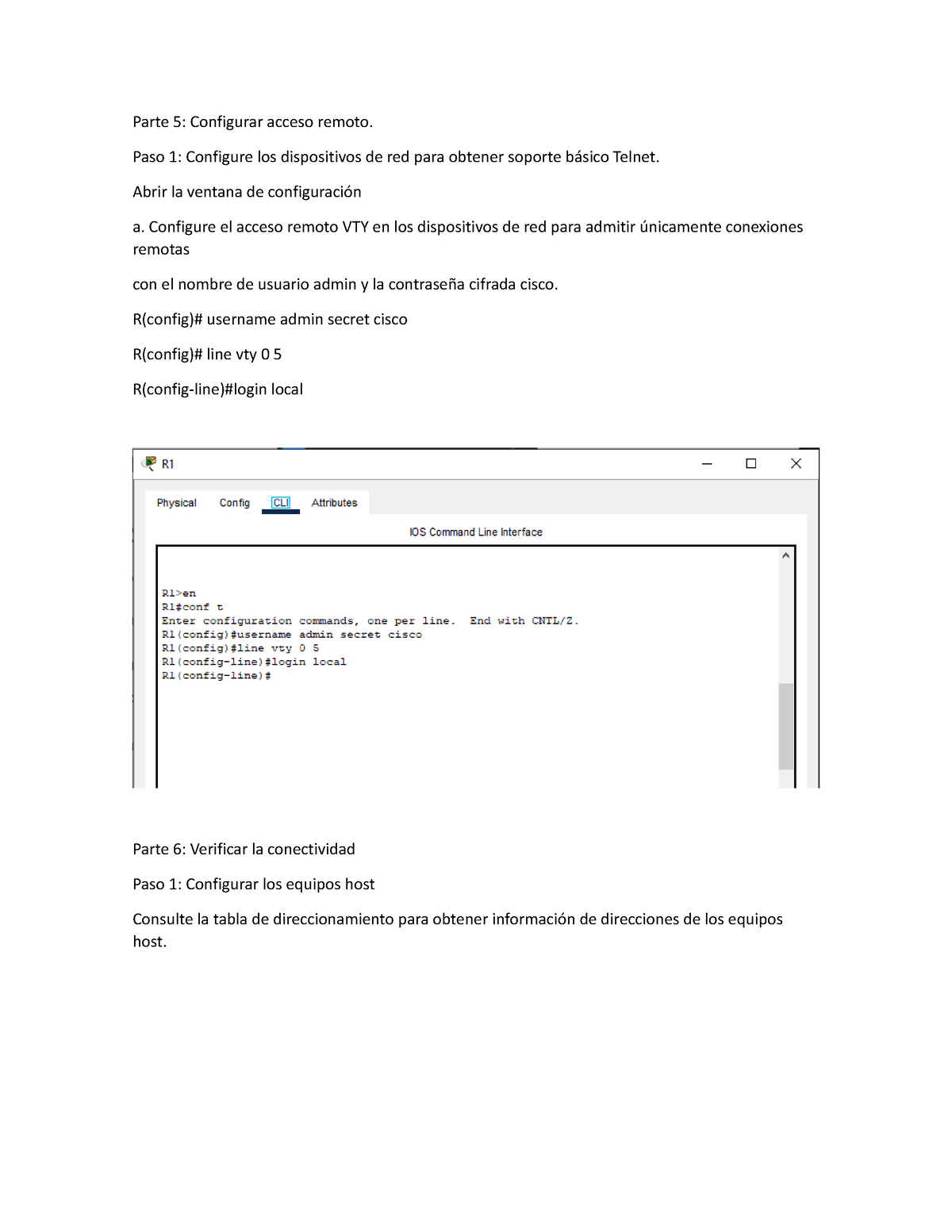 Comandos Redes Parte 5 Configurar Acceso Remoto Paso 1 Configure