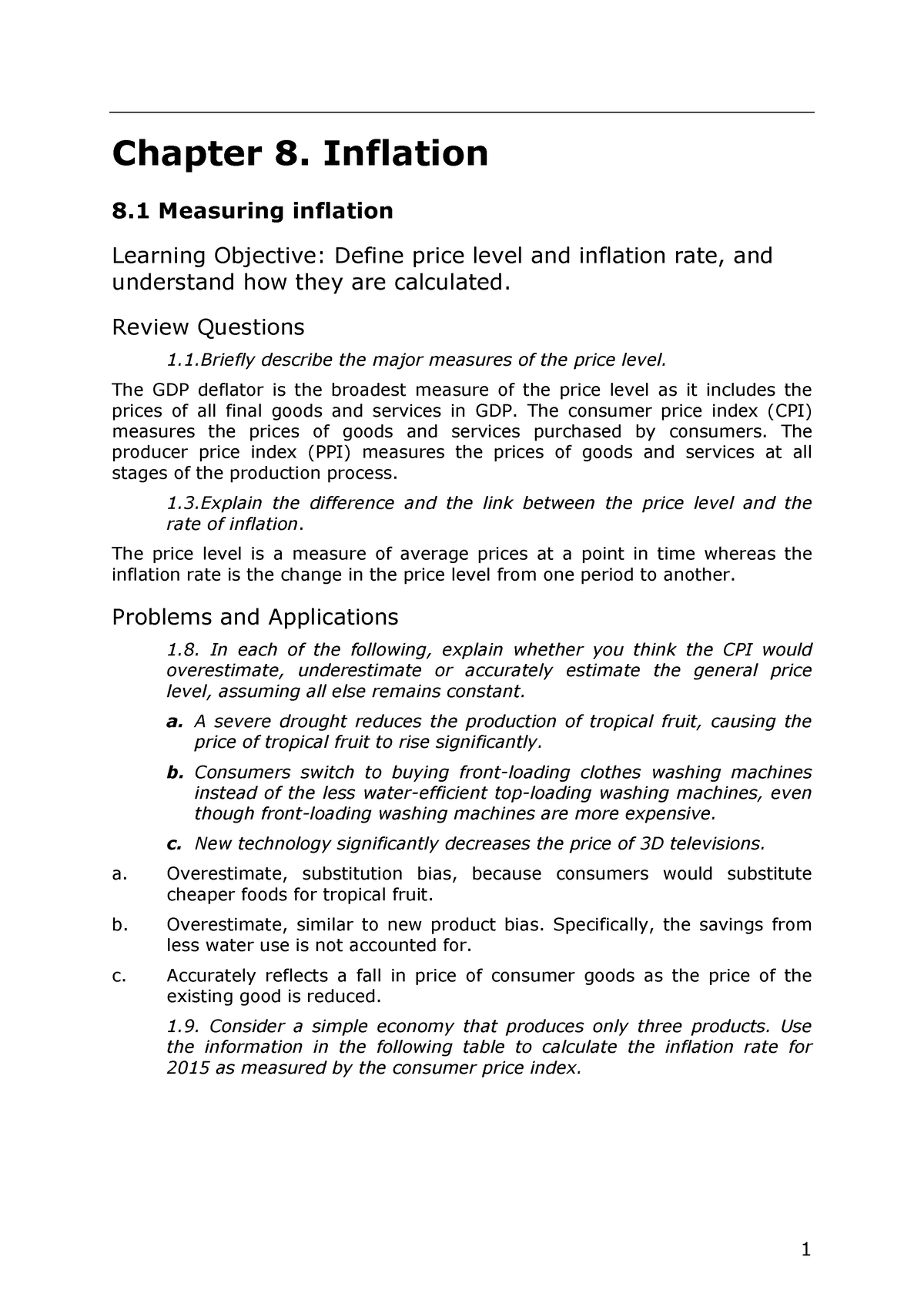 Week 5 Tutorial Questions Answers Chapter 8 Inflation 8 Measuring