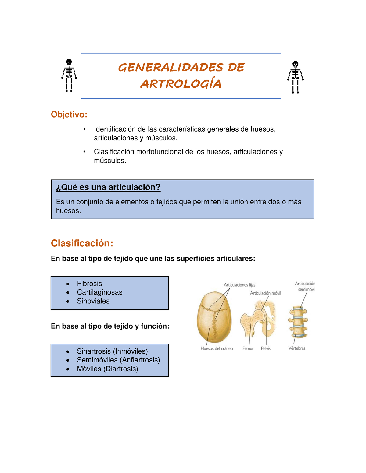 Generalidades De Artrología Generalidades De ArtrologÕa Objetivo