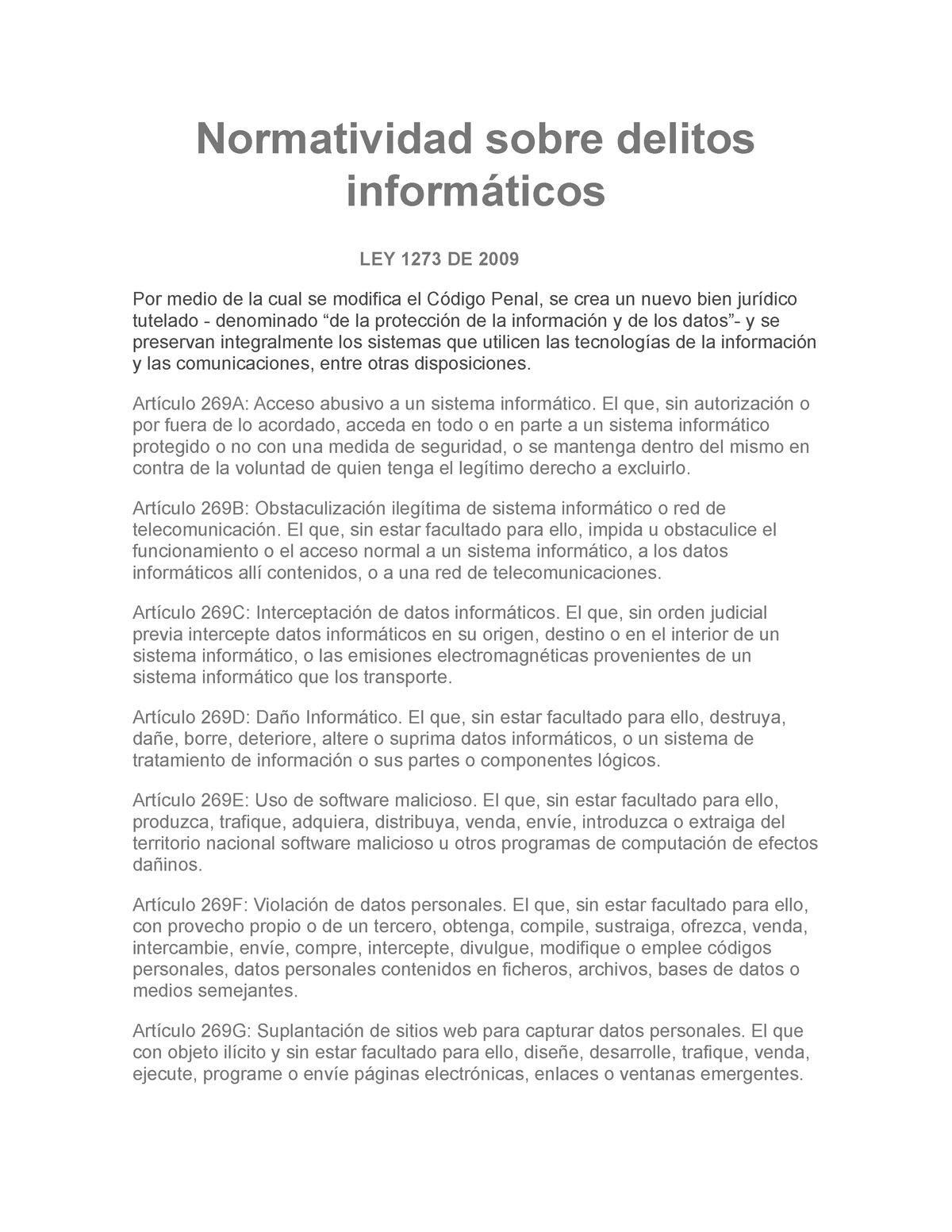 Normatividad Sobre Delitos Informáticos Sistemas Normatividad Sobre