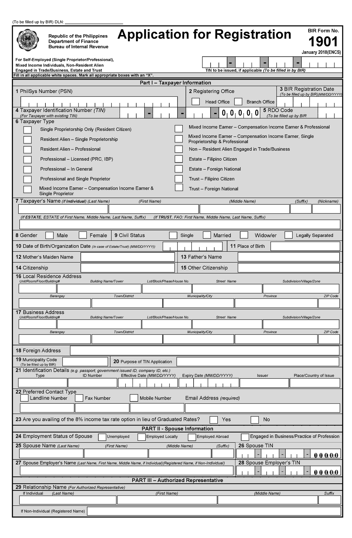 Bir Form No 1901 Application For Registration Income Tax Is A Tax On