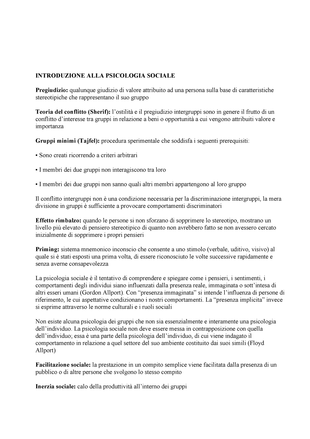 Riassunto Psicologia Sociale Introduzione Alla Psicologia Sociale