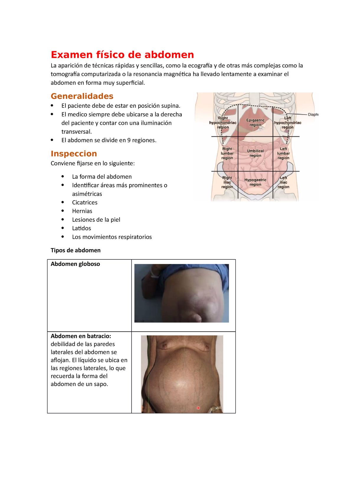 Examen Físico De Abdomen Examen Físico De Abdomen La Aparición De