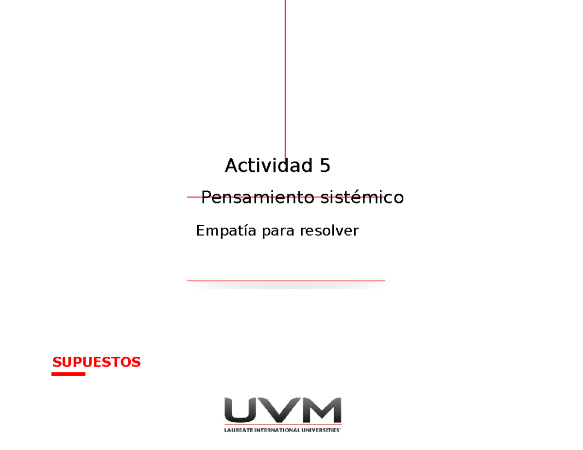 Actividad 5 Pensamiento Sistémico Supuestos Pensamiento Sistémico